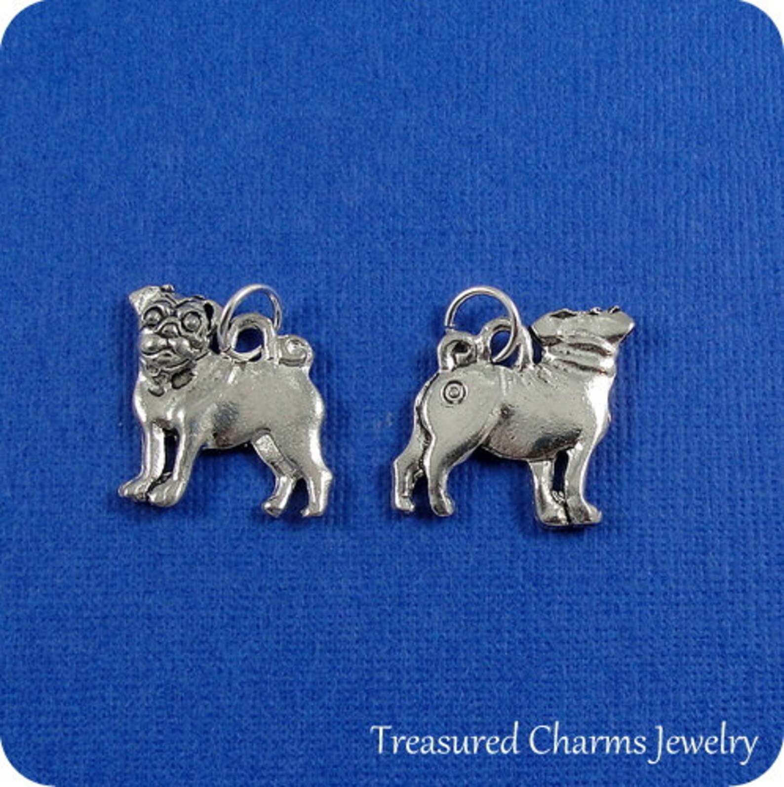 Pug Charm Silver Plated Pug Dog Charm for Necklace or - Etsy