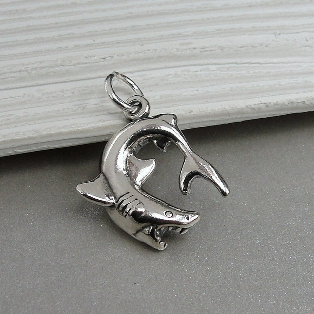 Shark Charm, Sterling Silver Great White Shark Charm for Necklace or ...