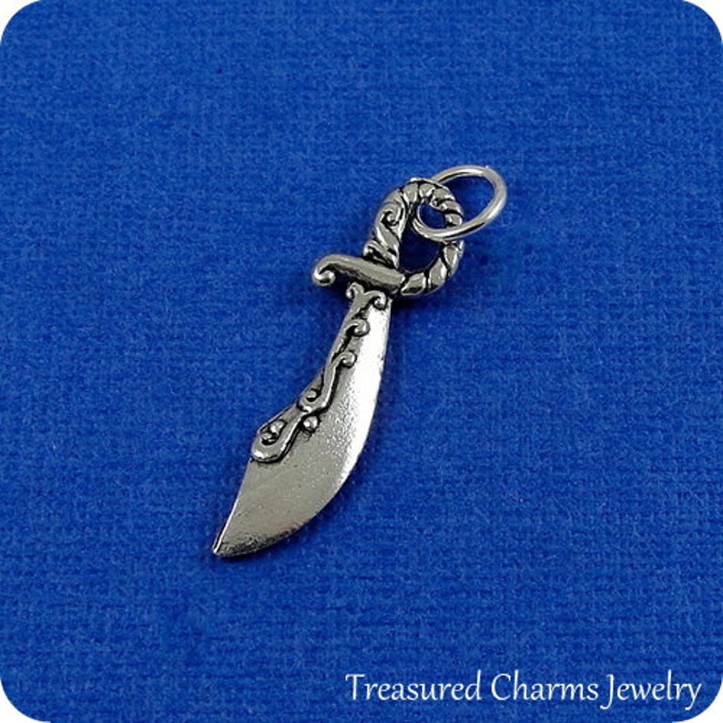 Scimitar Sword Charm - Silver Plated Scimitar Sword Charm for Necklace ...