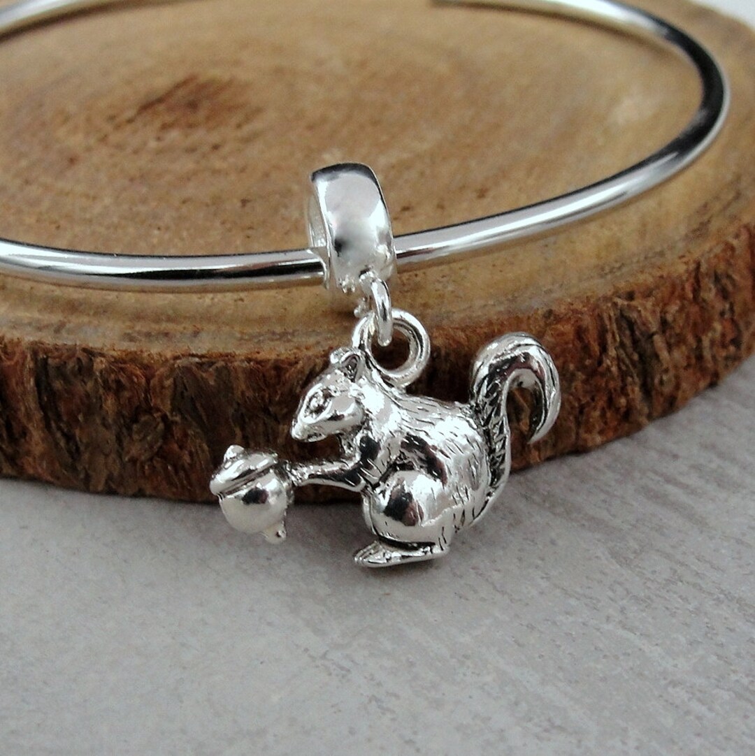 Squirrel European Charm, Silver Squirrel Dangle Charm, Squirrel Charm ...
