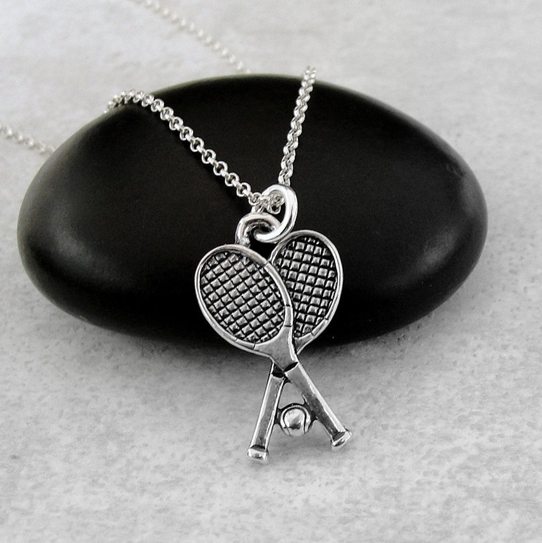 925 Sterling Silver Tennis Rackets Necklace, Tennis Racket Charm ...