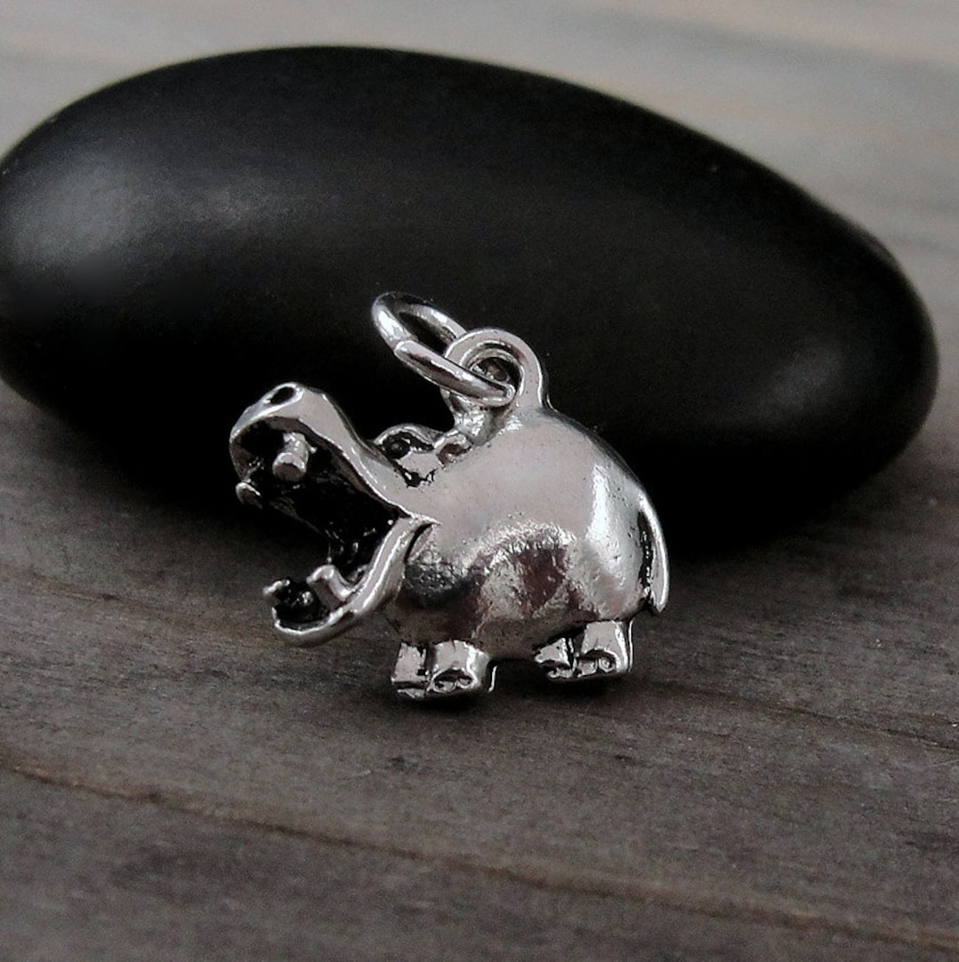 Silver Hippopotamus Charm, Hippo Charm, Hippopotamus Pendant, Hippo ...