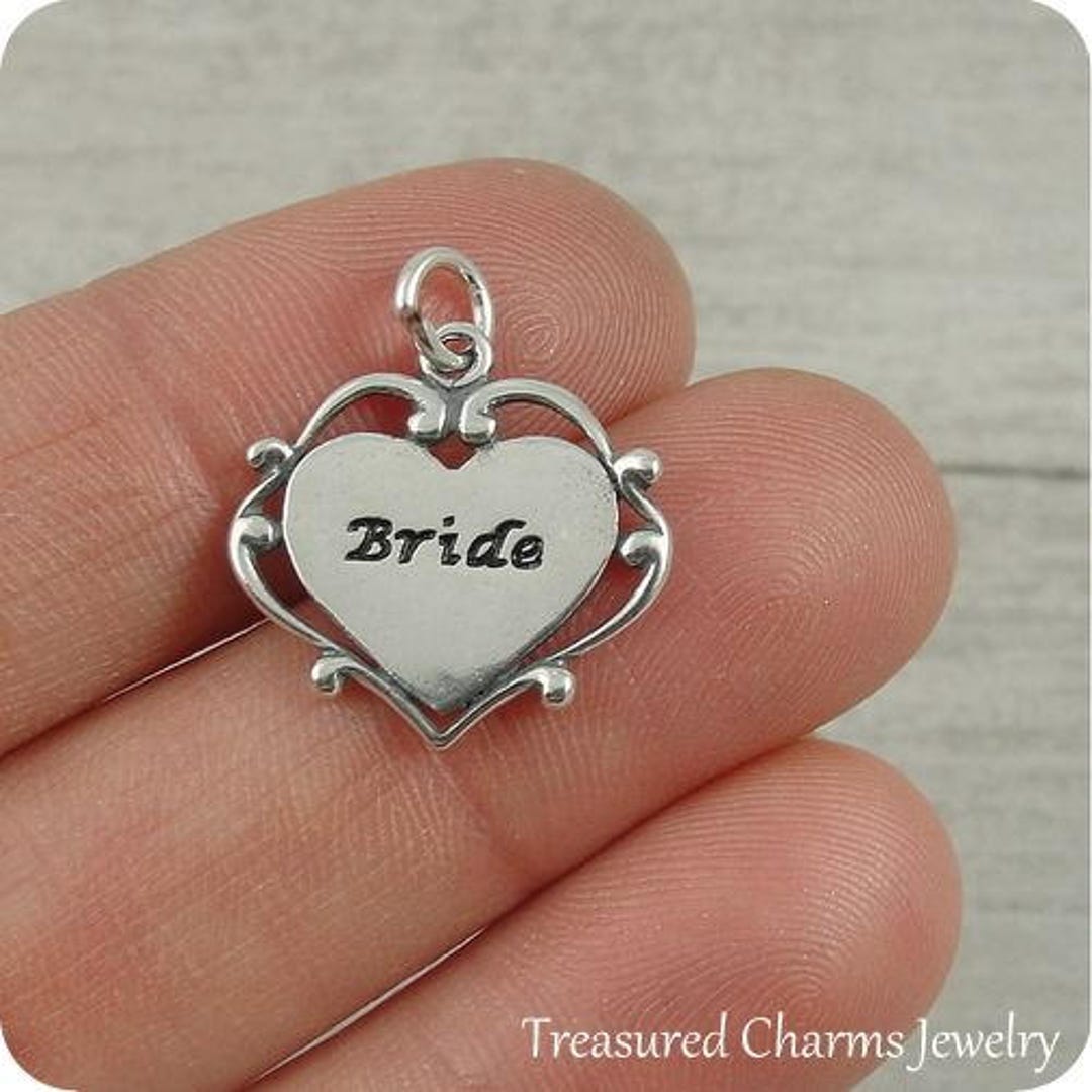 Bride Charm Sterling Silver Wedding Bride Charm for Necklace or ...