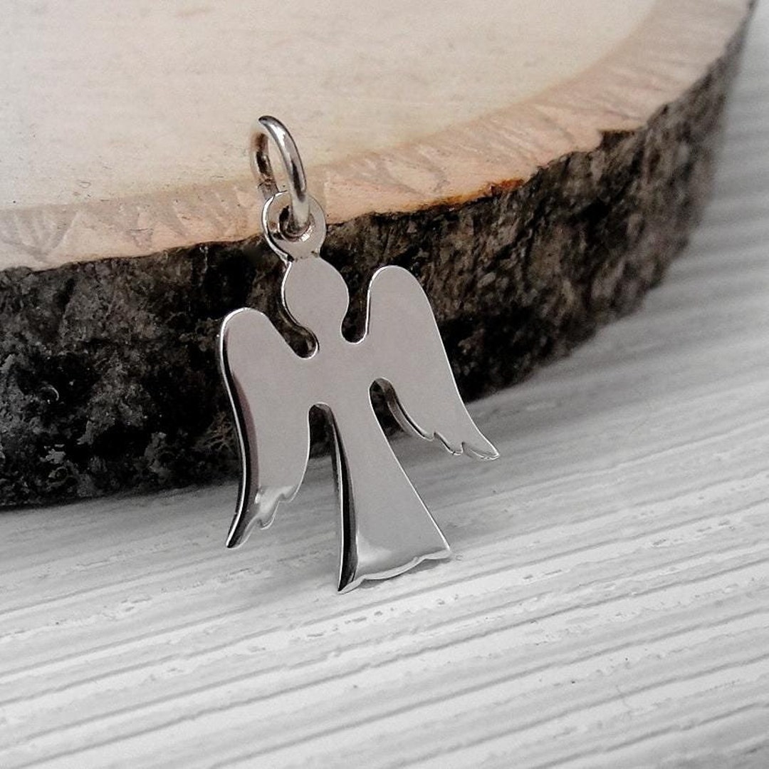 925 Sterling Silver Angel Cutout Charm, Angel Outline Charm, Angel ...