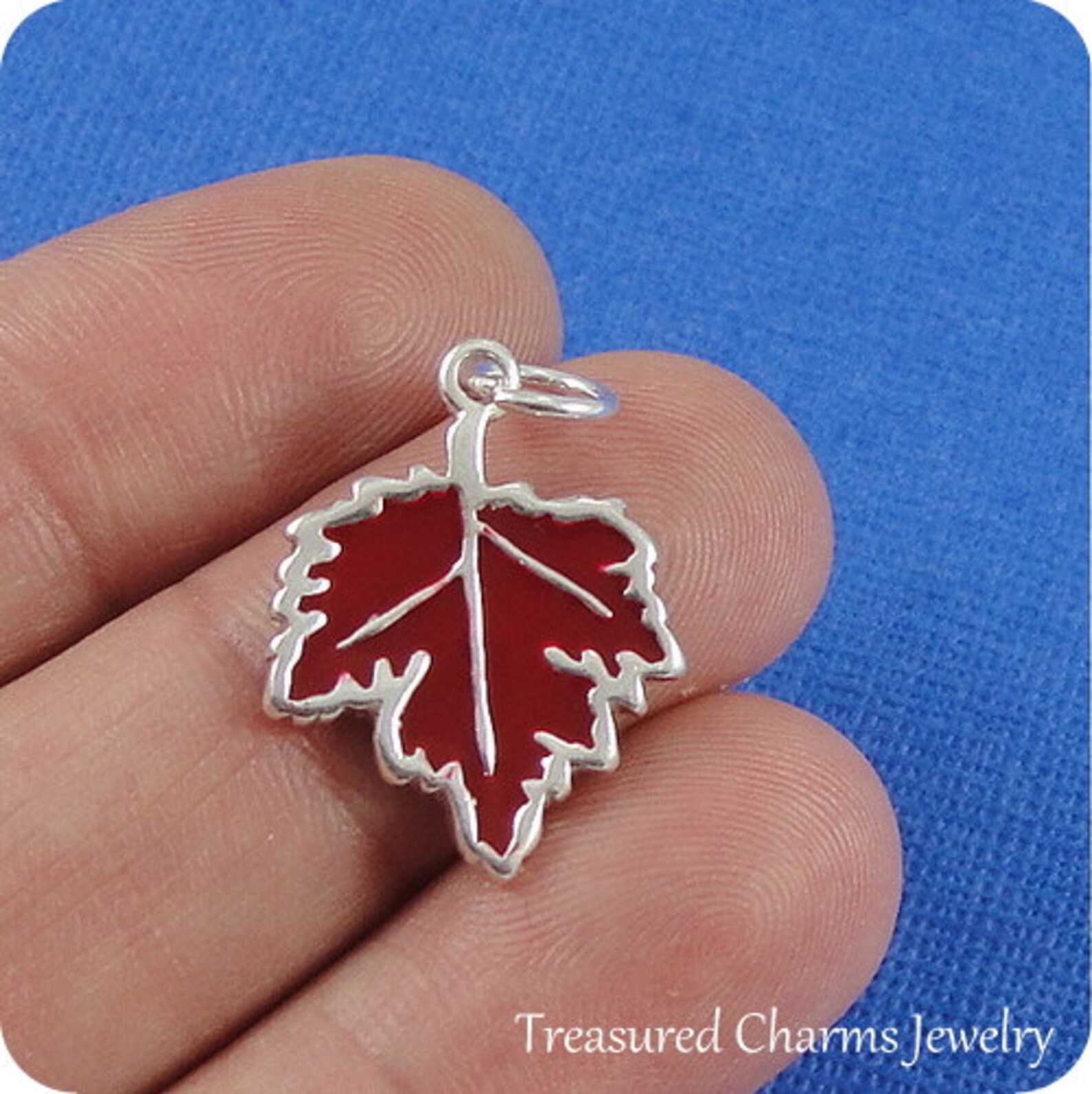 Red Maple Leaf Charm Sterling Silver Maple Leaf Charm for | Etsy