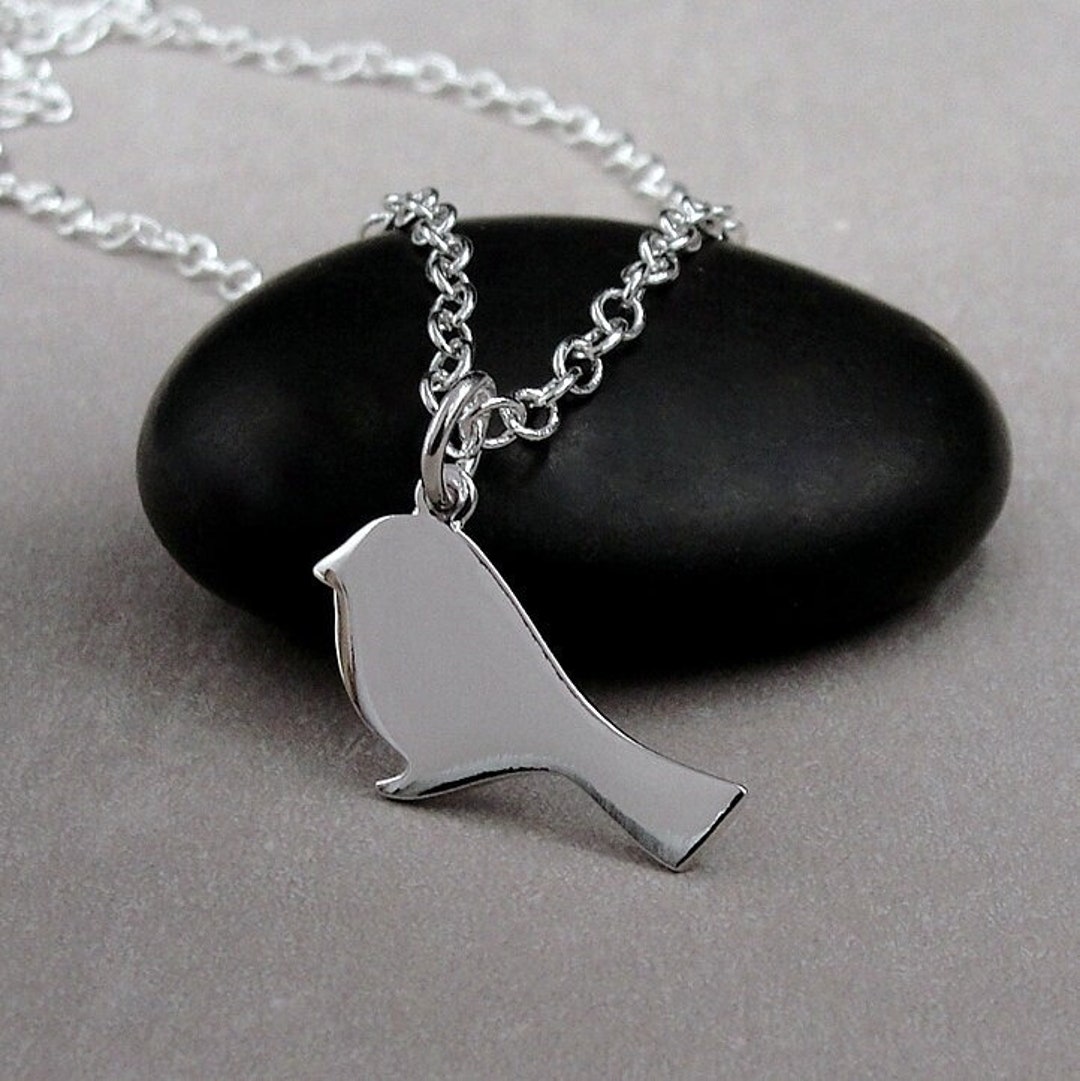 Silver Robin Necklace, Robin Charm, Robin Pendant, Robin Jewelry, Wren ...