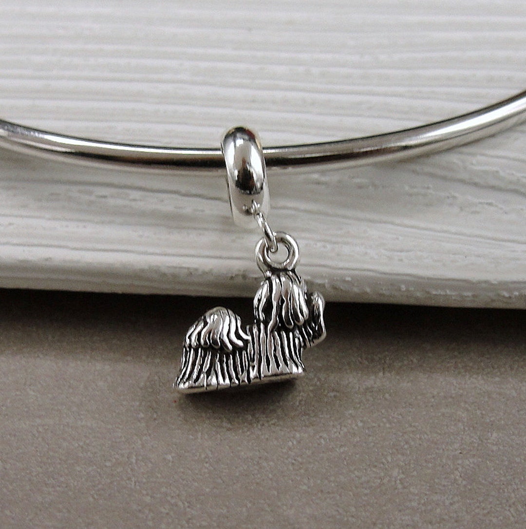 925 Sterling Silver Shih Tzu Dangle Bead Charm, Shih Tzu European Charm ...