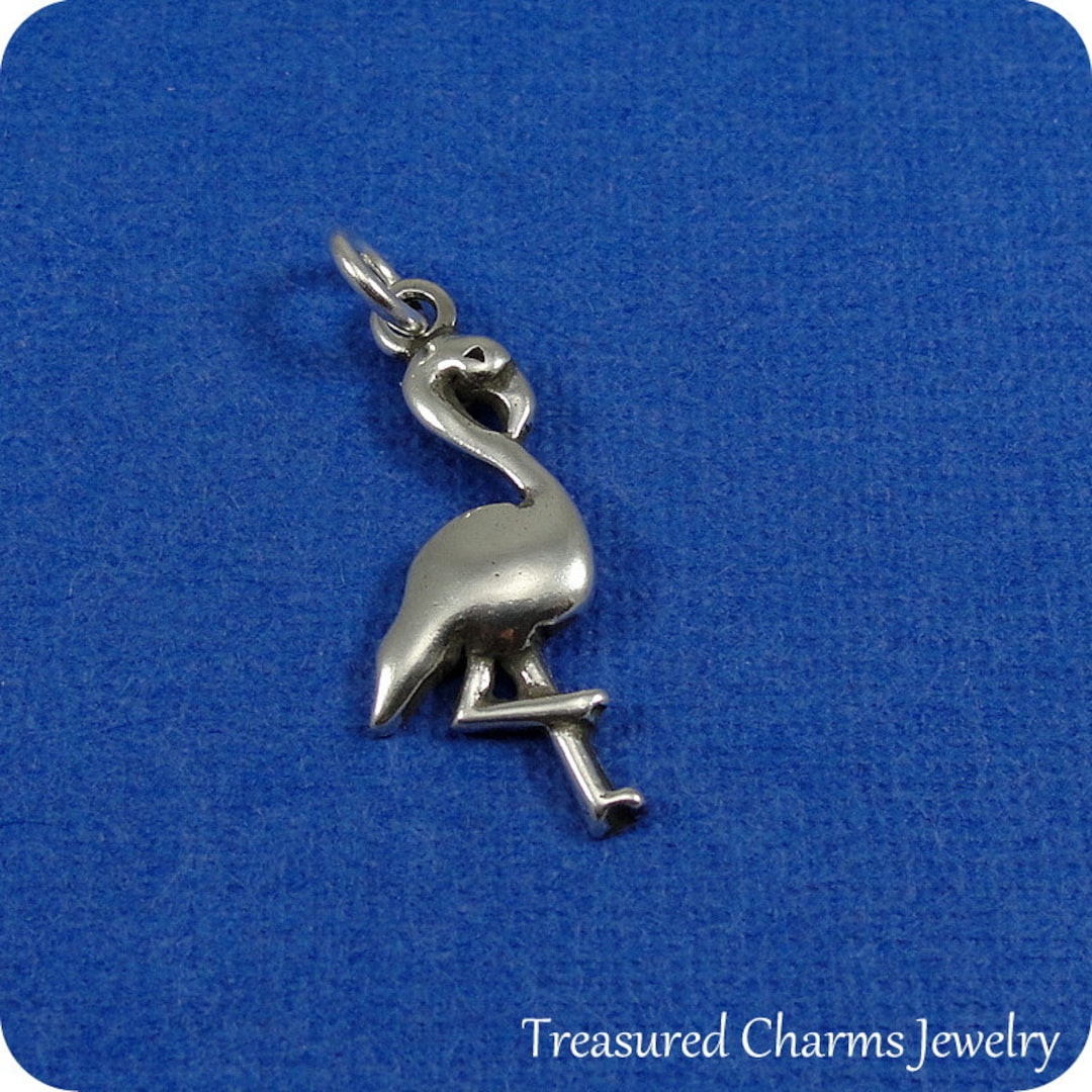 Sterling Silver Flamingo Charm Flamingo Pendant Tropical - Etsy