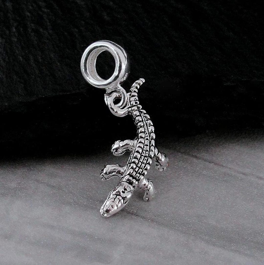 Alligator European Charm, Silver Alligator Dangle Charm, Crocodile ...