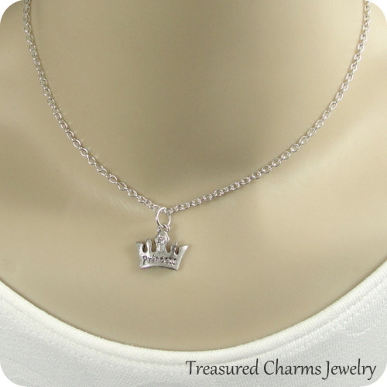 Princess Crown Tiara Necklace, Silver Plated Princess Tiara on a Silver ...