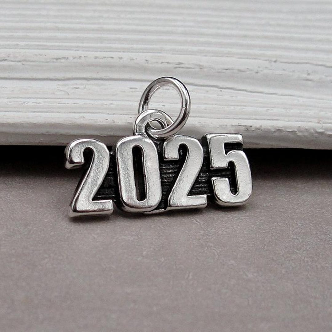 2025 Graduation Charm, Sterling Silver Year 2025 Charm, 2025 Pendant ...