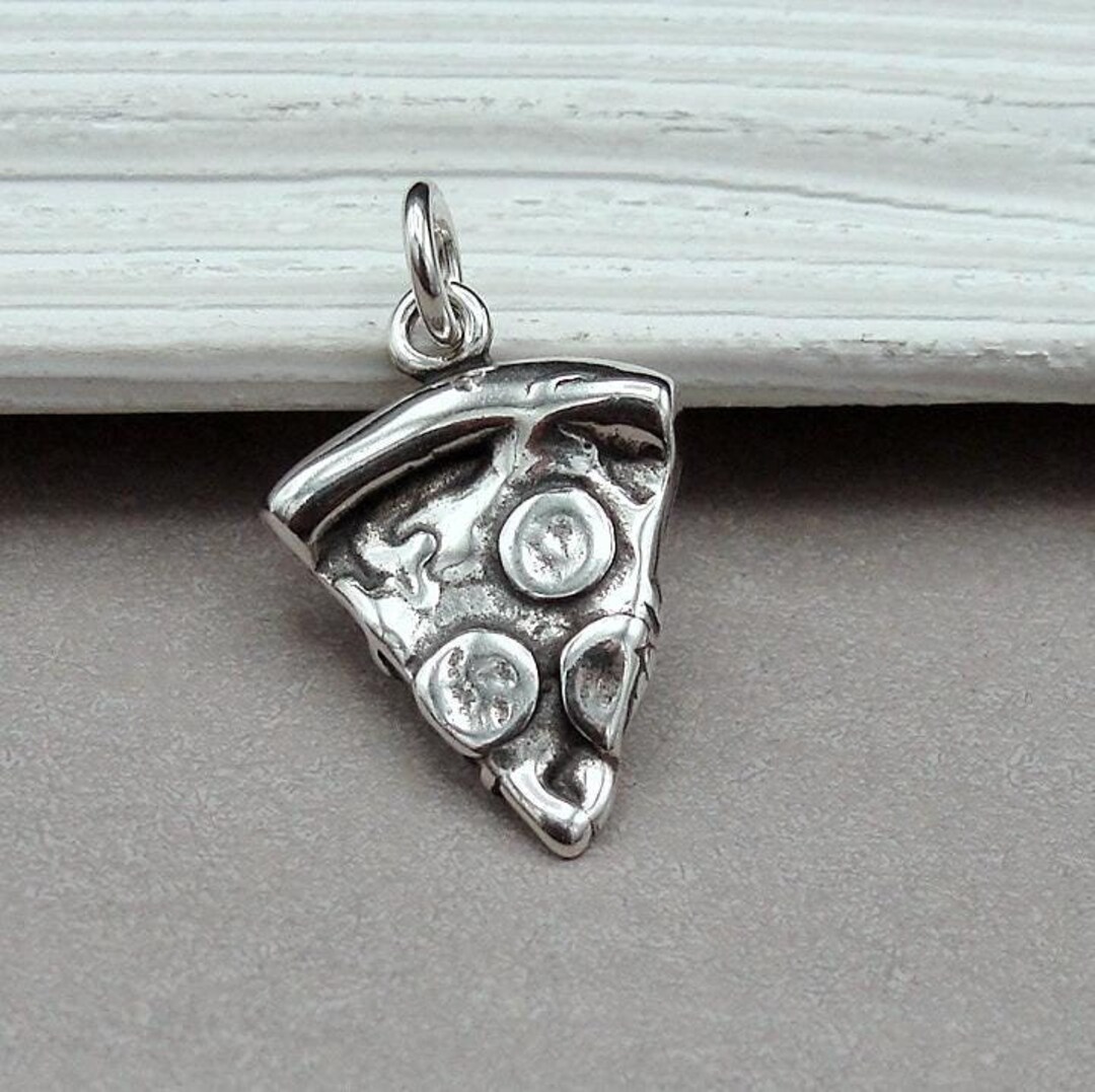 925 Sterling Silver Pepperoni Pizza Charm, Pizza Pendant, Slice of ...
