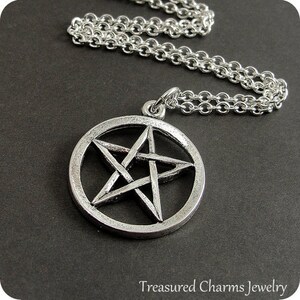 Pentagram Necklace, Silver Pentagram Pentacle Charm on a Silver Cable ...