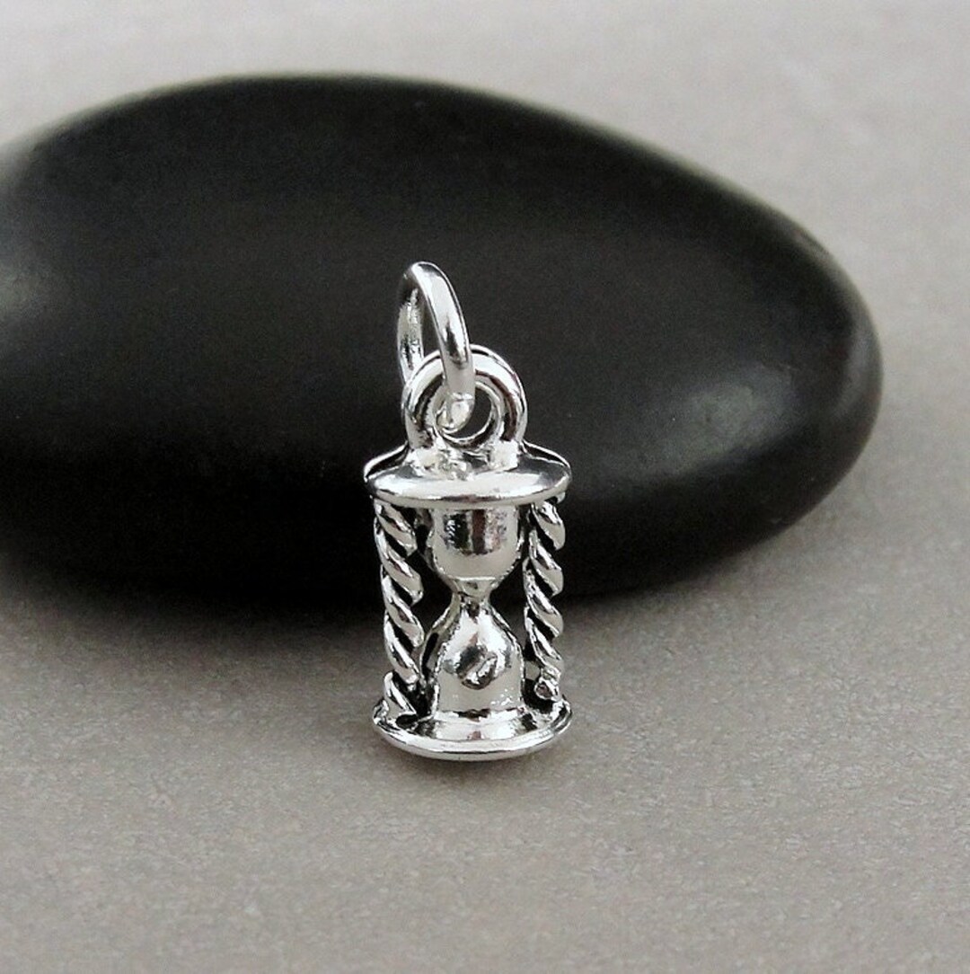 Hourglass Charm, Silver Sand Timer Charm for Necklace or Bracelet ...