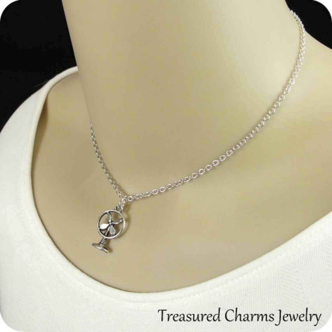 Oscillating Fan Necklace Silver Plated Fan Charm on a Silver - Etsy