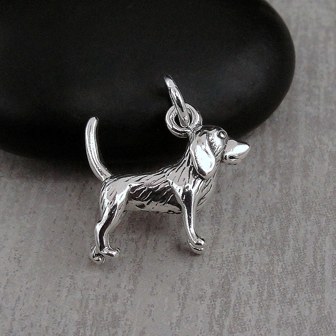 Beagle Charm, Sterling Silver 3D Beagle Charm for Necklace or Bracelet ...