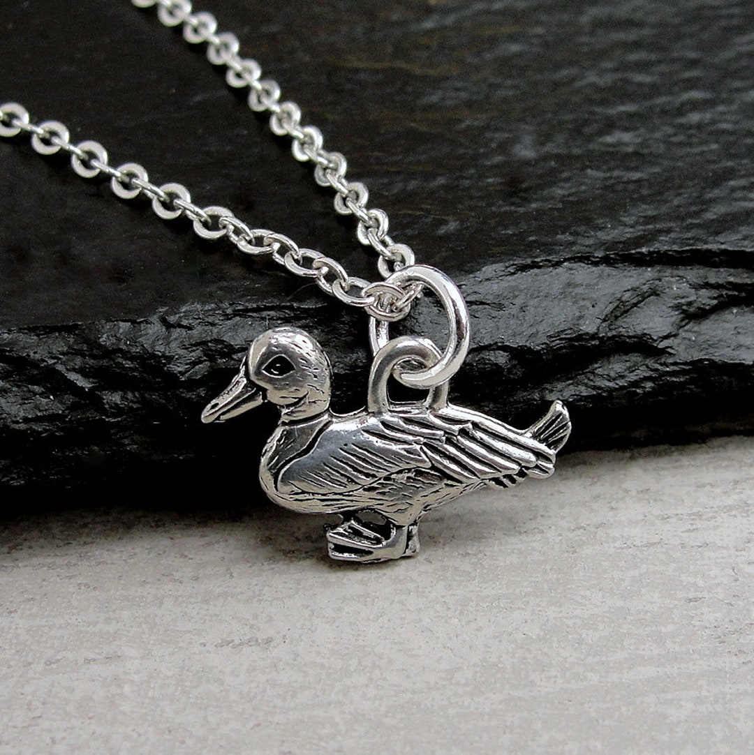 Mallard Duck Necklace, Silver Plated Duck Charm Necklace, Ducky ...