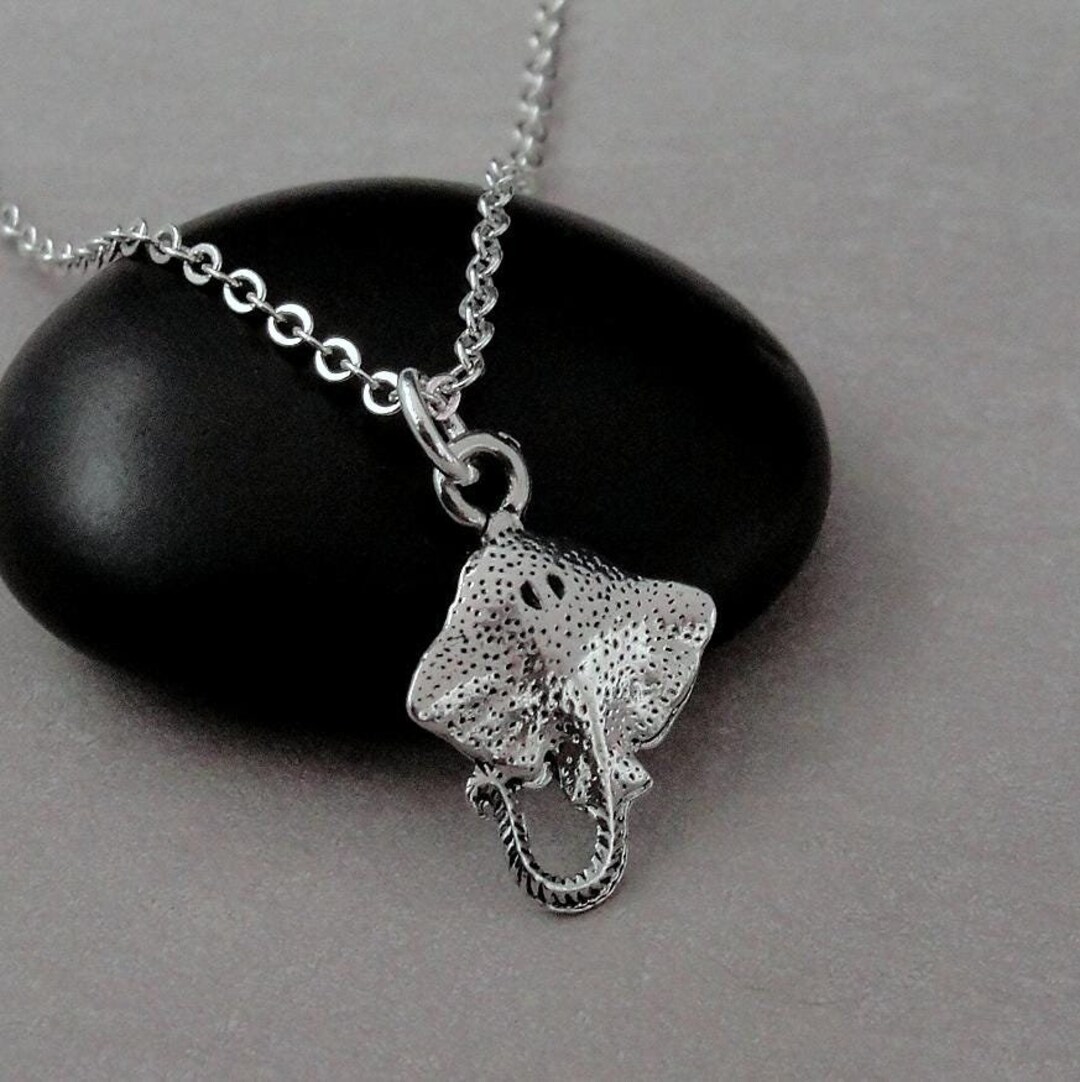 Stingray Necklace, Silver Plated Stingray Charm Necklace, Manta Ray ...
