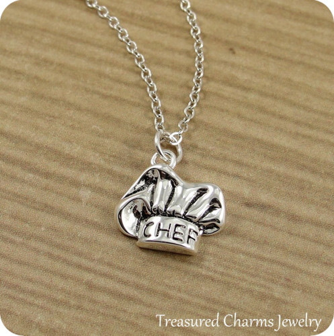 Chef Hat Necklace Silver Plated Chef Hat Charm on a Silver - Etsy