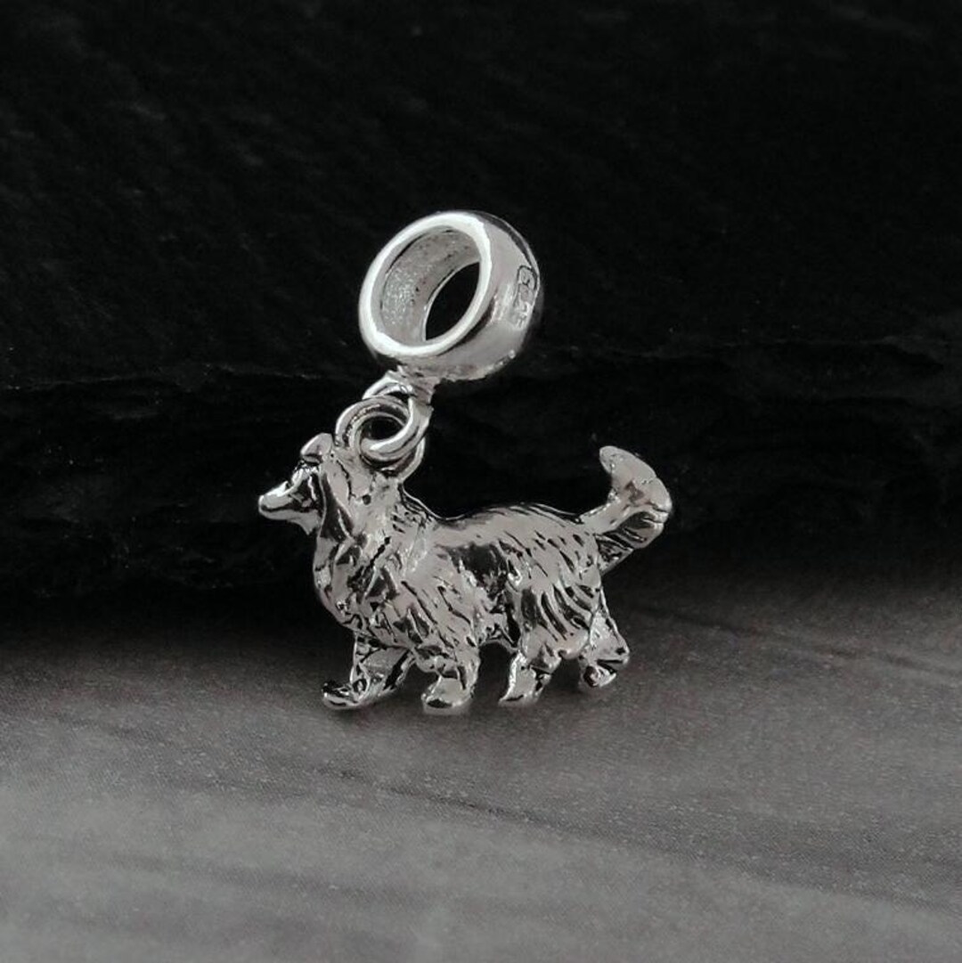 Collie European Charm, Silver 3D Collie Dangle Charm, Sheltie Charm ...