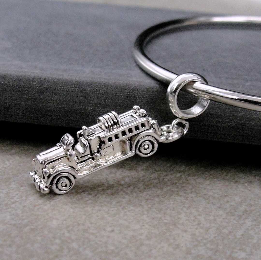 Fire Engine European Charm, Silver Firetruck Dangle Charm, Fire Engine ...