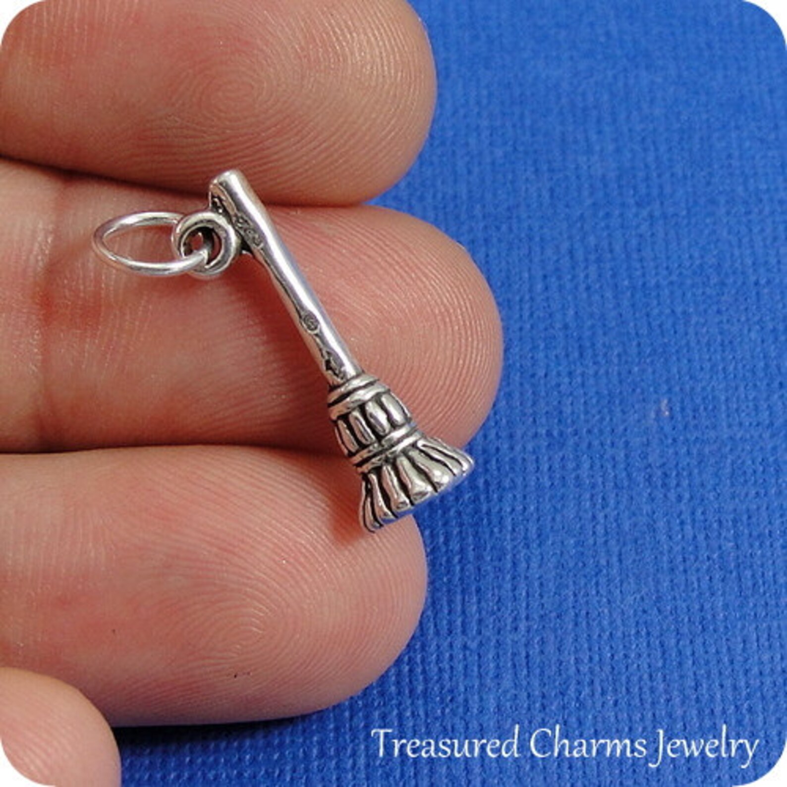 Broom Charm Sterling Silver Witchs Broom Charm for Necklace | Etsy