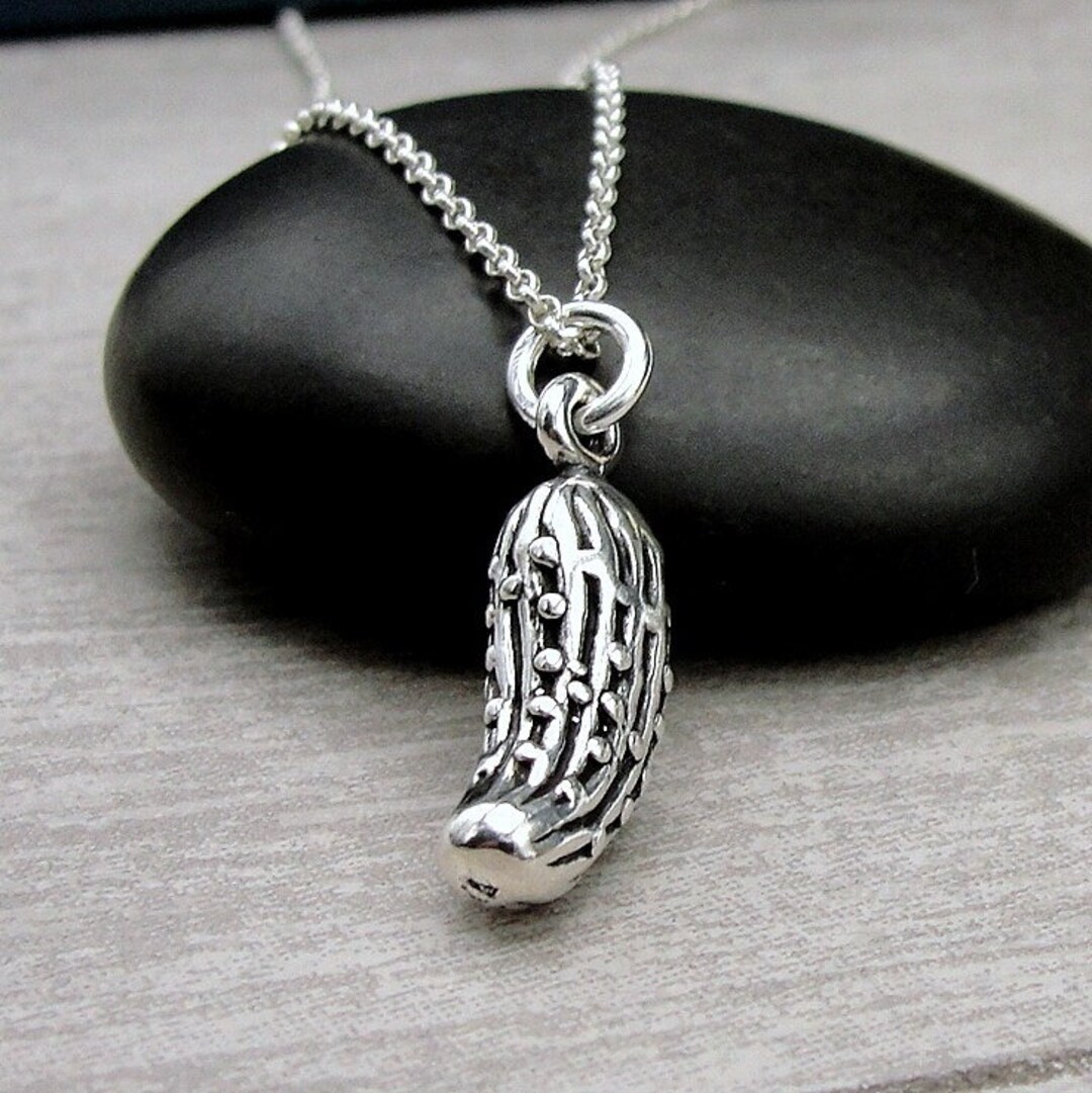 Pickle Necklace, Cucumber Necklace, 925 Sterling Silver 3D Pickle Charm ...