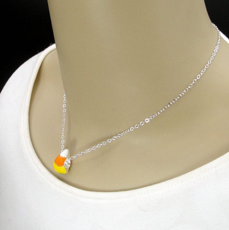 Candy Corn Necklace, Halloween Necklace, Candy Corn Charm, Halloween ...