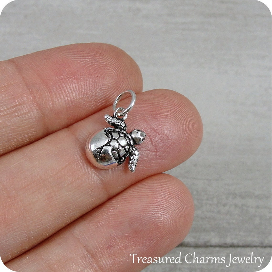 Sterling Silver Baby Sea Turtle Charm Sea Turtle Pendant | Etsy