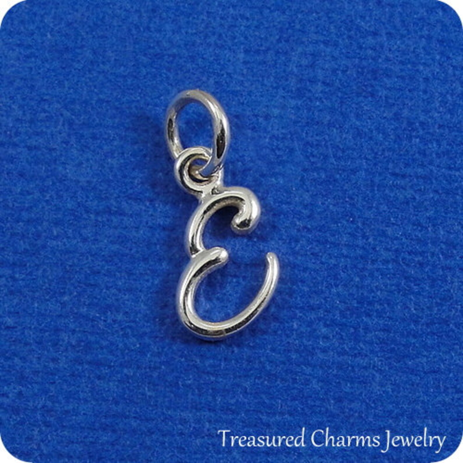 Script Letter E Initial Charm Sterling Silver Cursive Letter - Etsy