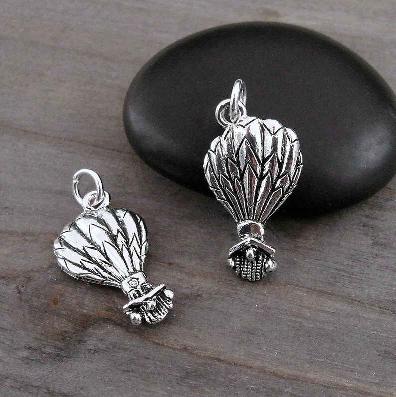 Hot Air Balloon Charm, Silver Plated Hot Air Balloon Pendant for ...