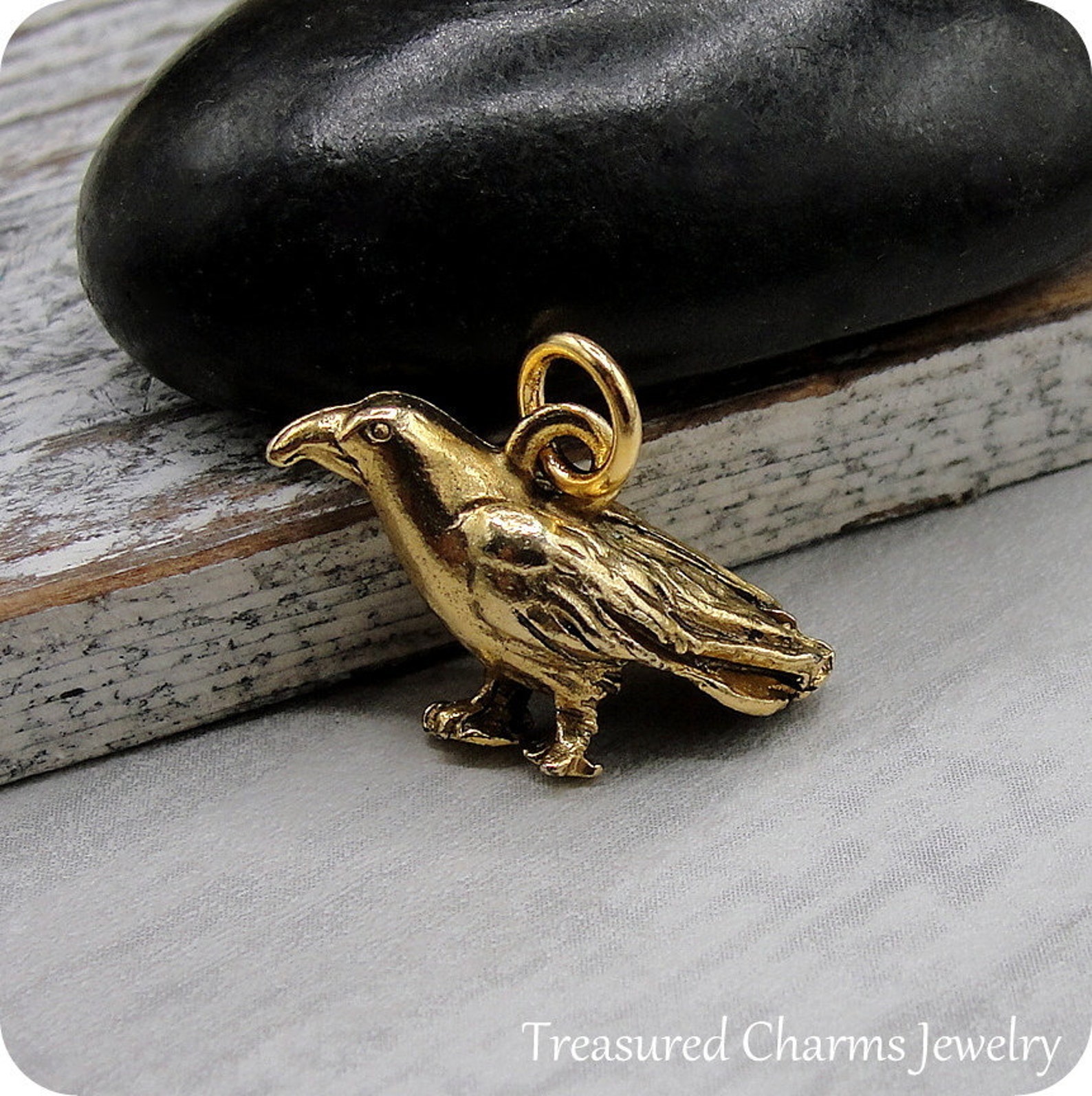 Crow Charm Gold Crow Charm for Necklace or Bracelet Raven - Etsy
