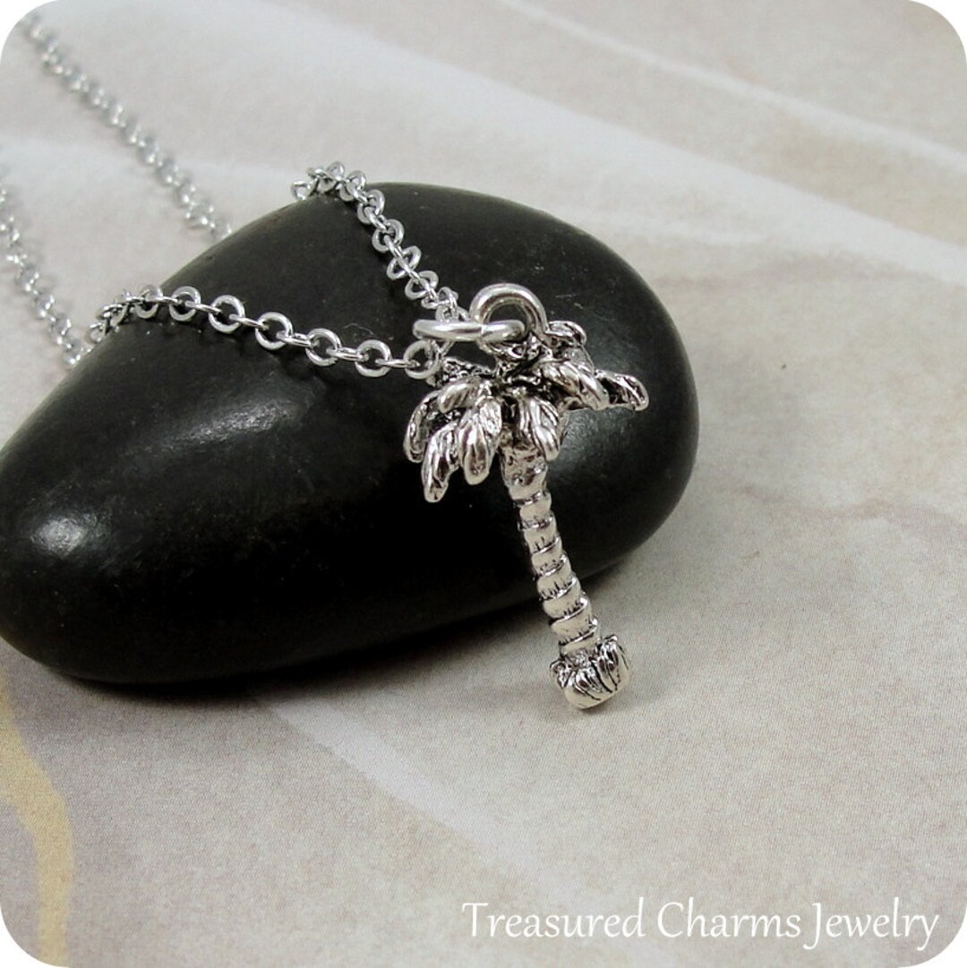 Silver Palm Tree Necklace, 3D Palm Tree Charm, Palm Tree Pendant ...