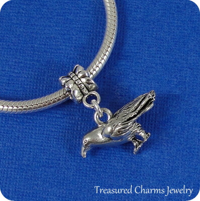 Crow Raven European Dangle Bead Charm Silver Crow Charm for - Etsy