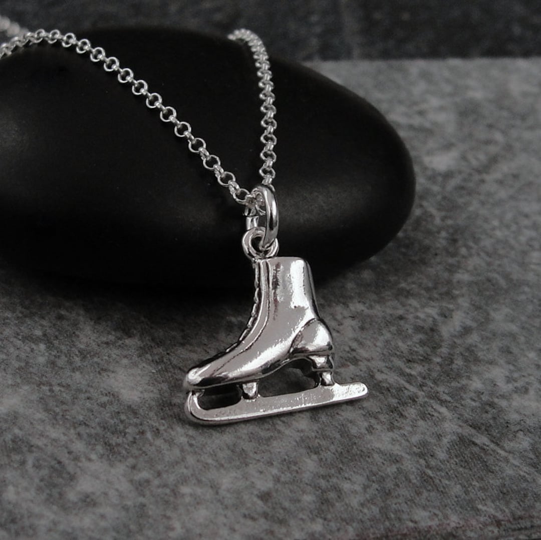 925 Sterling Silver Ice Skate Necklace, Ice Skating Charm Necklace ...