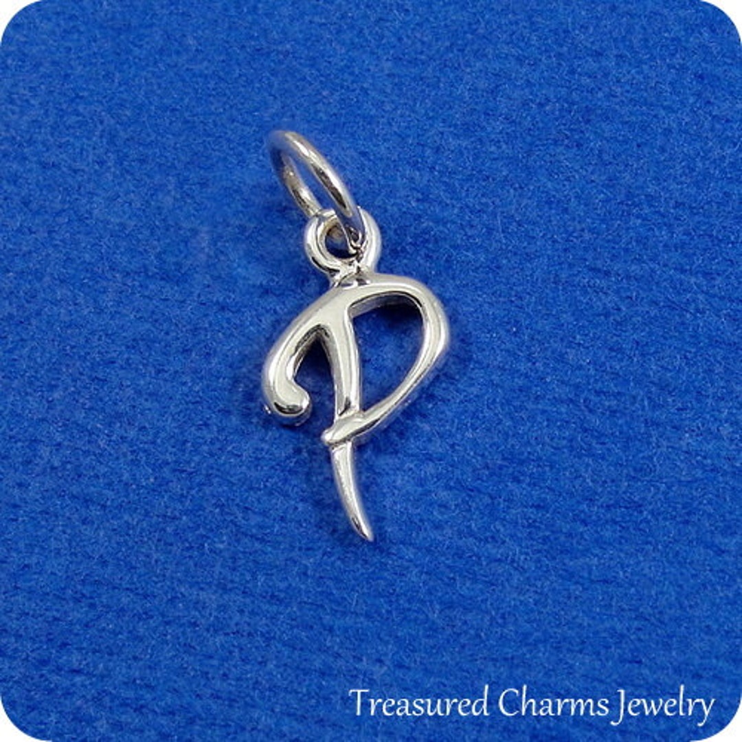 Script Letter P Initial Charm - Sterling Silver Cursive Letter P ...