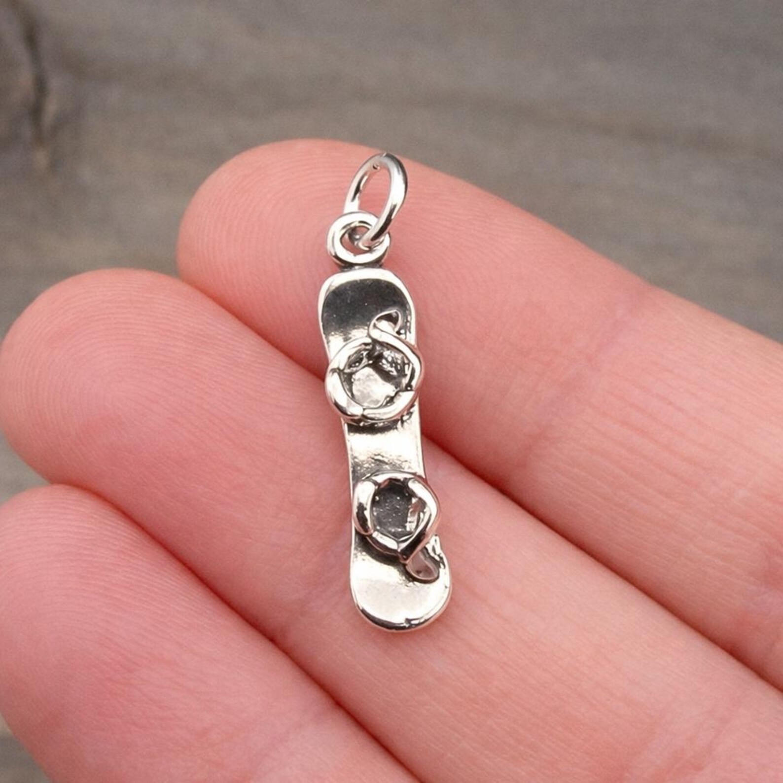 Sterling Silver Snowboard Charm for Necklace or Bracelet, 3D ...
