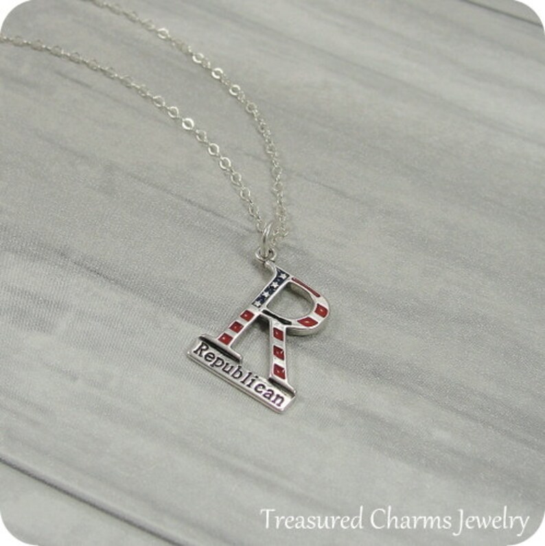 Republican Necklace Sterling Silver Republican Charm on a - Etsy