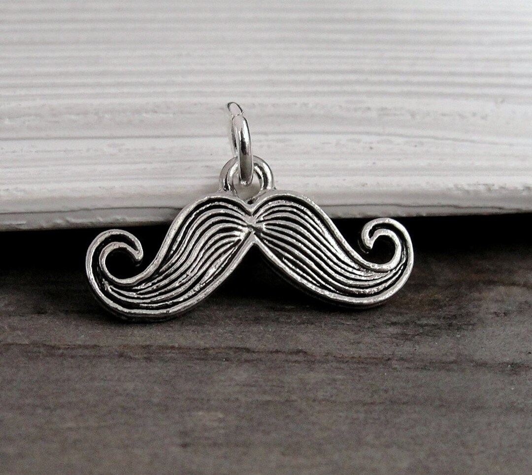 Silver Mustache Charm, Moustache Charm, Facial Hair Charm, Beard Charm ...