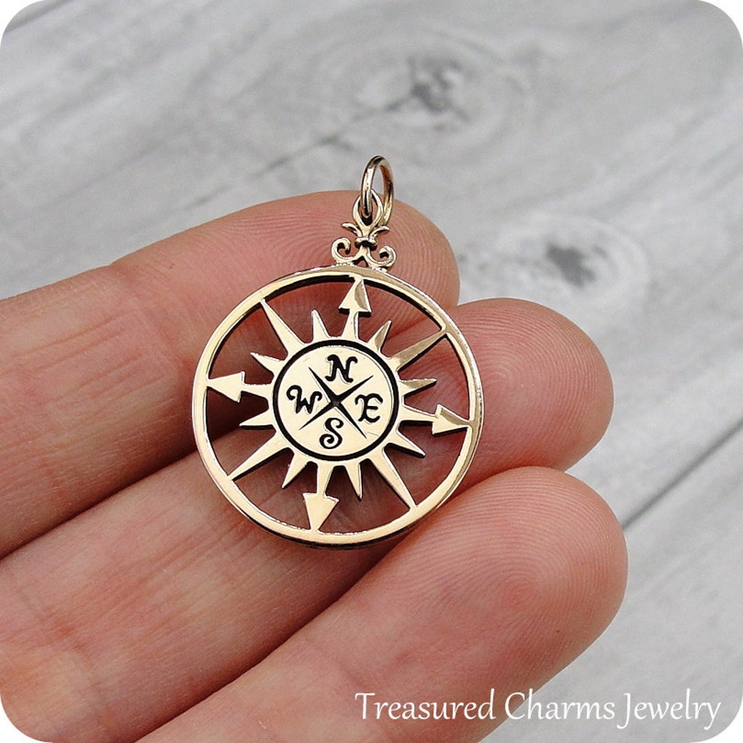 Compass Rose Charm Gold Compass Pendant Life is a Journey - Etsy