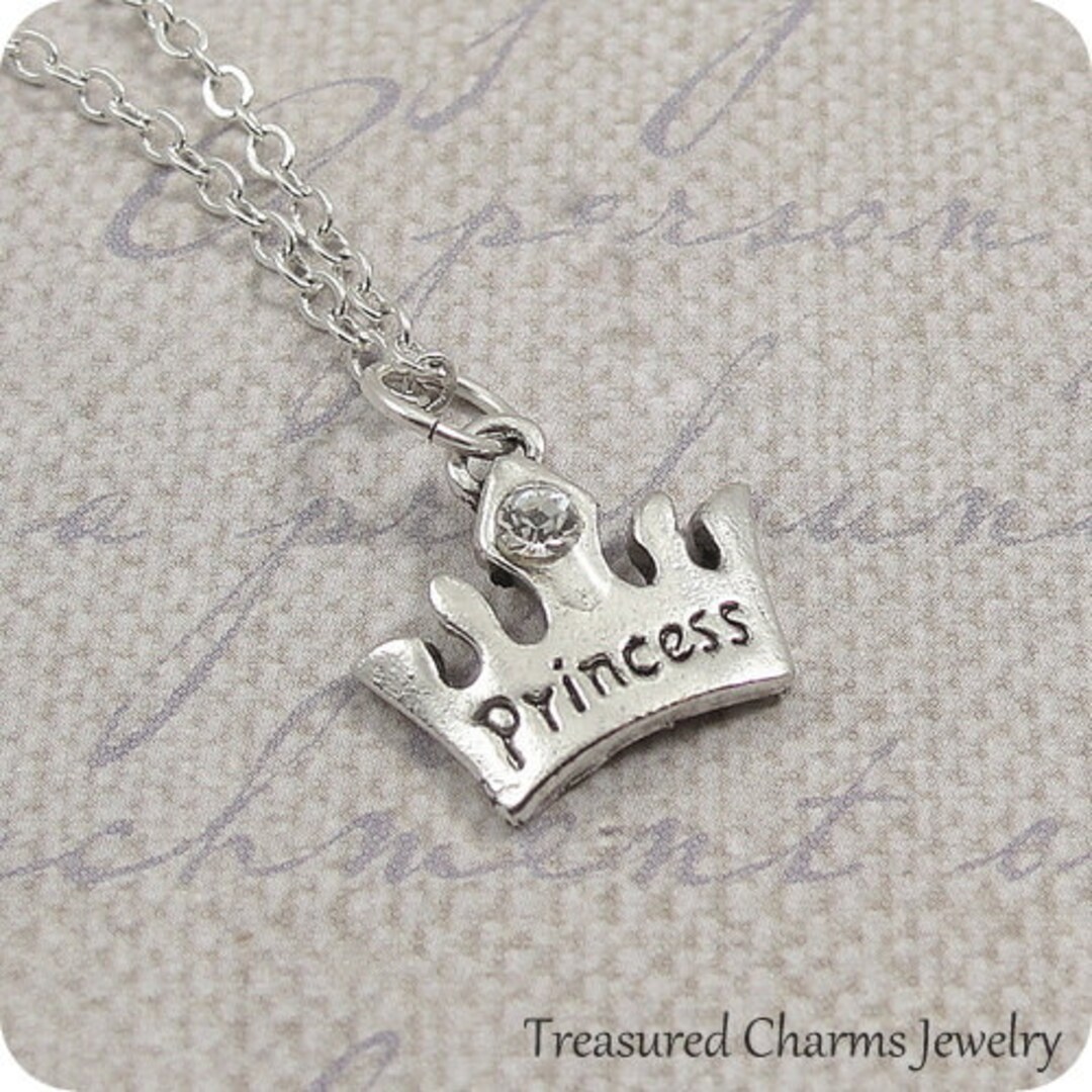 Princess Crown Tiara Necklace, Silver Plated Princess Tiara on a Silver ...