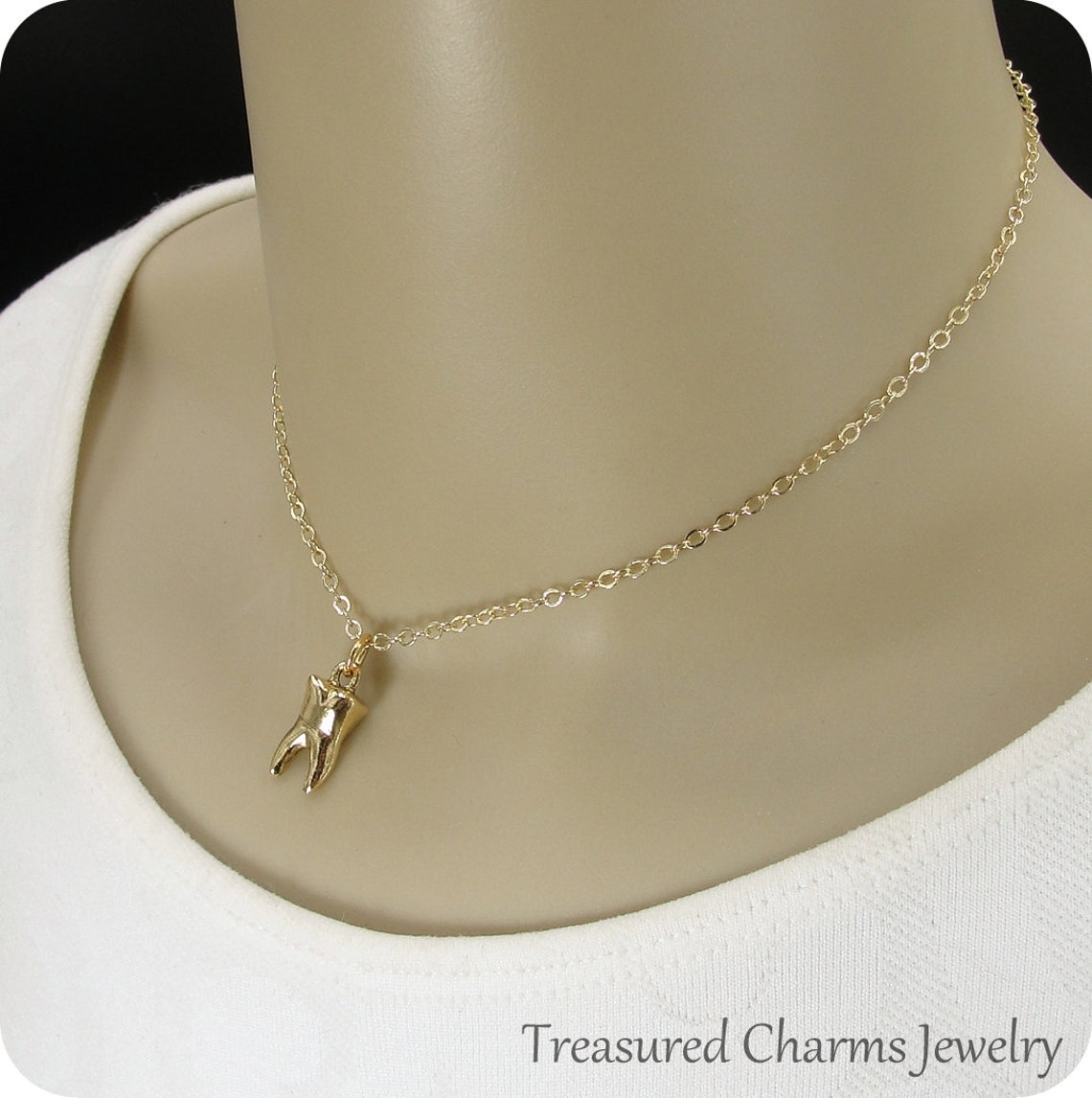 Gold Tooth Necklace 3D Gold Tooth Charm Necklace 3D Tooth | Etsy