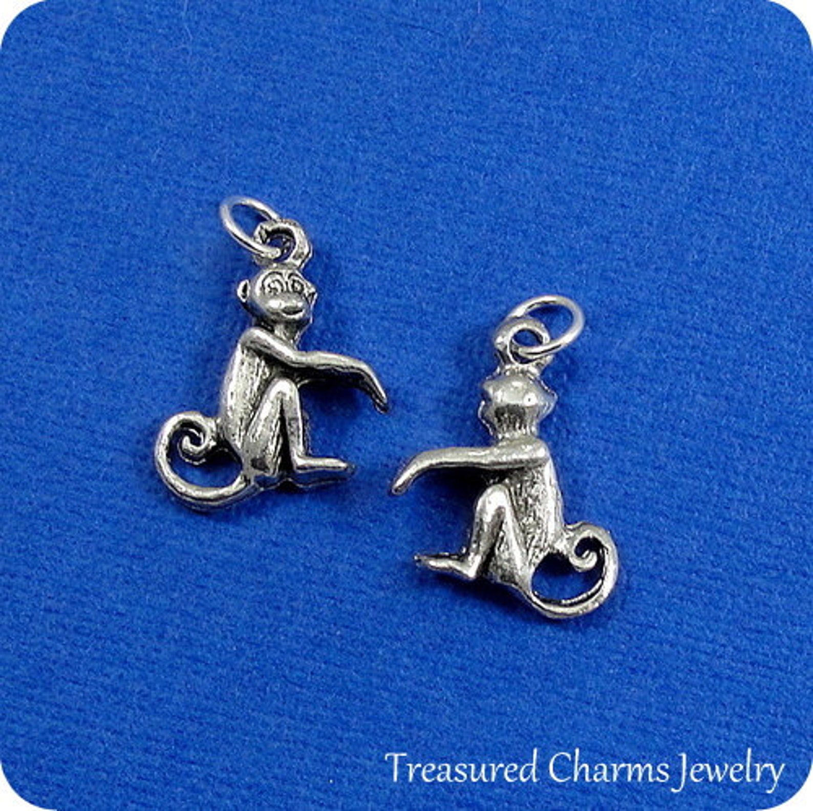 Tiny Monkey Charm Silver Monkey Charm for Necklace or | Etsy