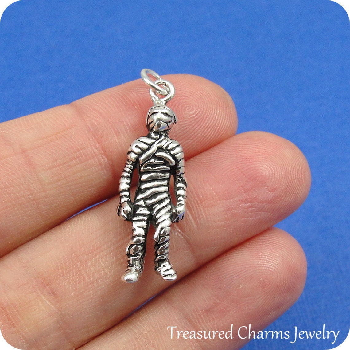 Sterling Silver Mummy Charm Halloween 3D Mummy Pendant | Etsy