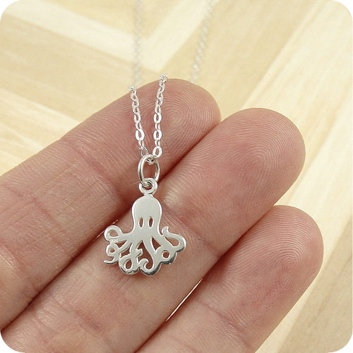 Octopus Necklace Sterling Silver Octopus Charm on a Silver | Etsy