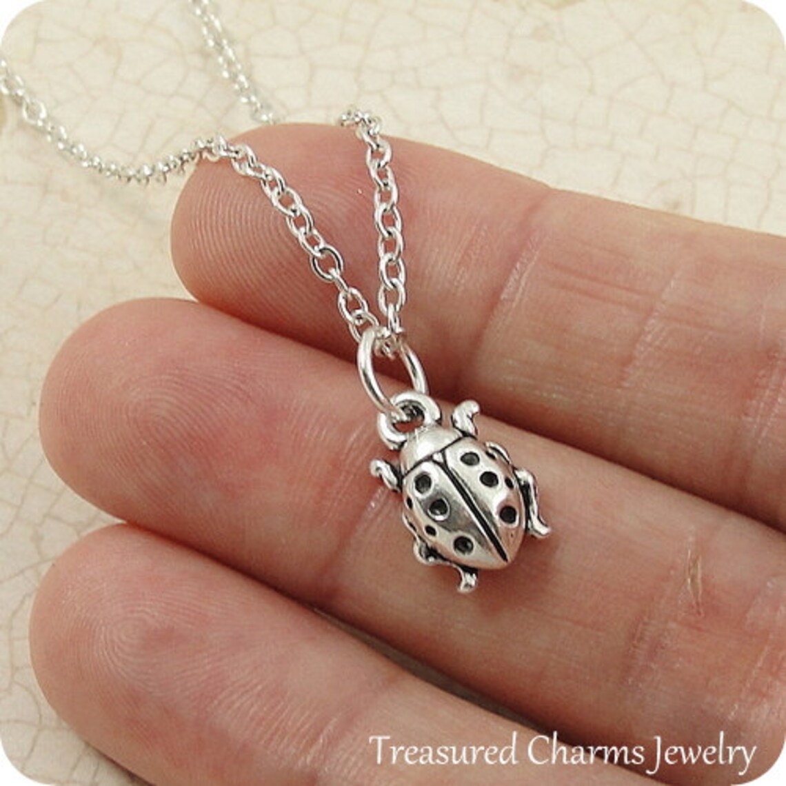 Silver Ladybug Necklace Tiny Ladybug Charm Ladybug Pendant | Etsy