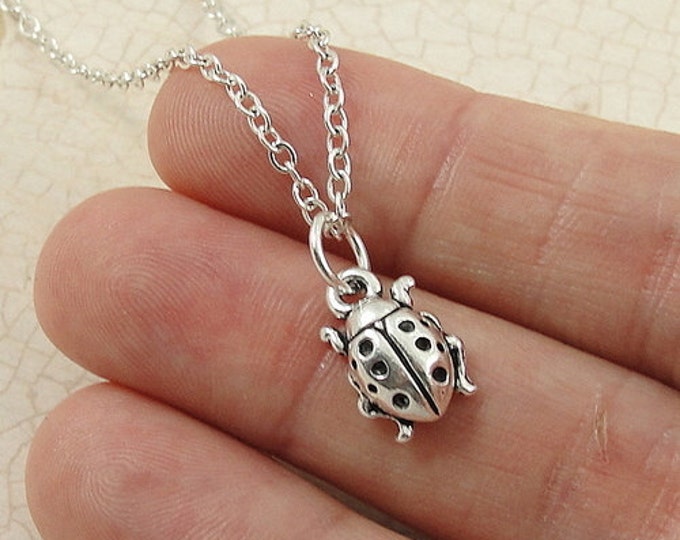 Silver Ladybug Necklace Tiny Ladybug Charm Ladybug Pendant - Etsy