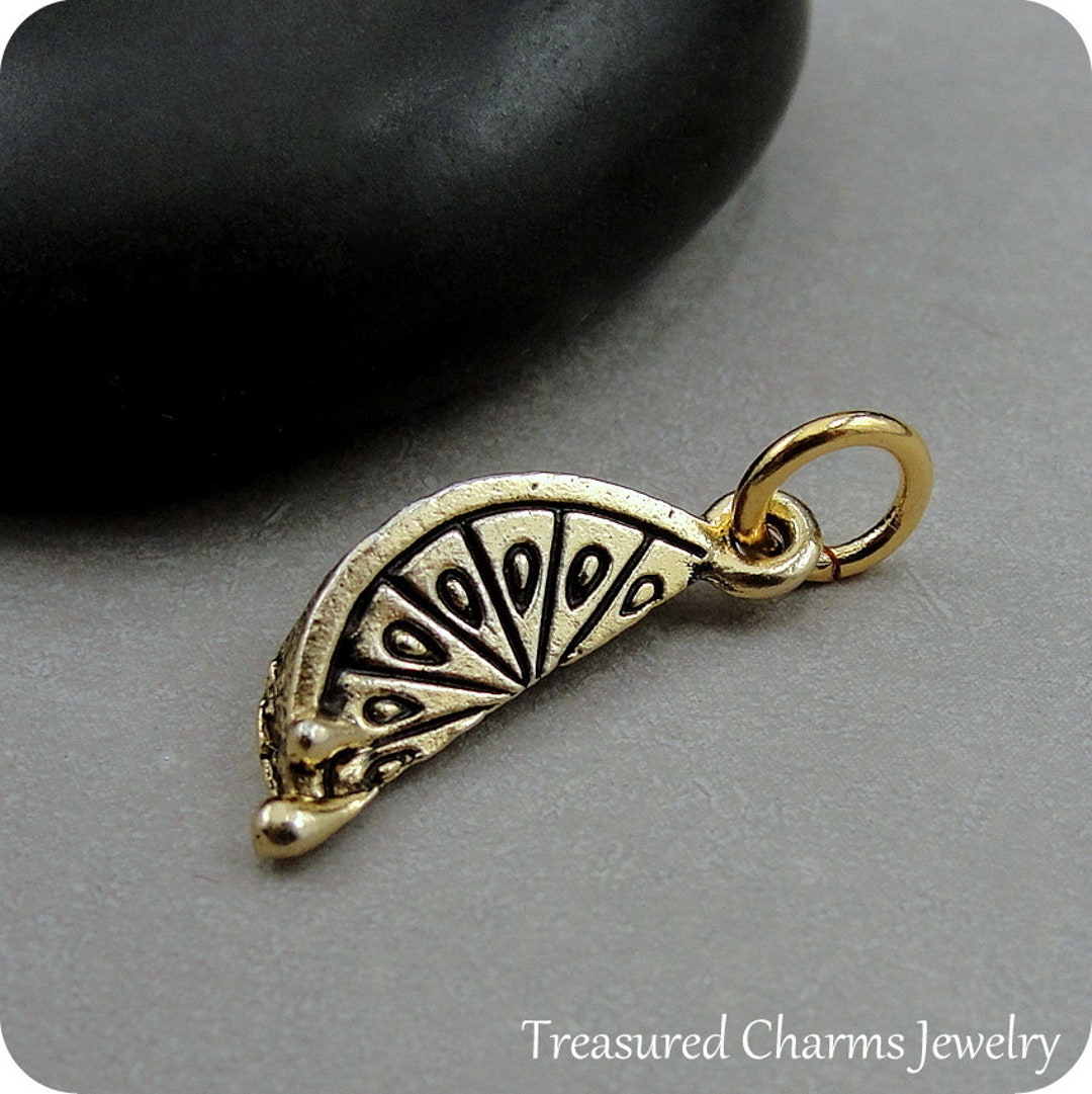 Lemon Charm, Gold Lemon Slice Charm for Necklace or Bracelet, Lemon ...