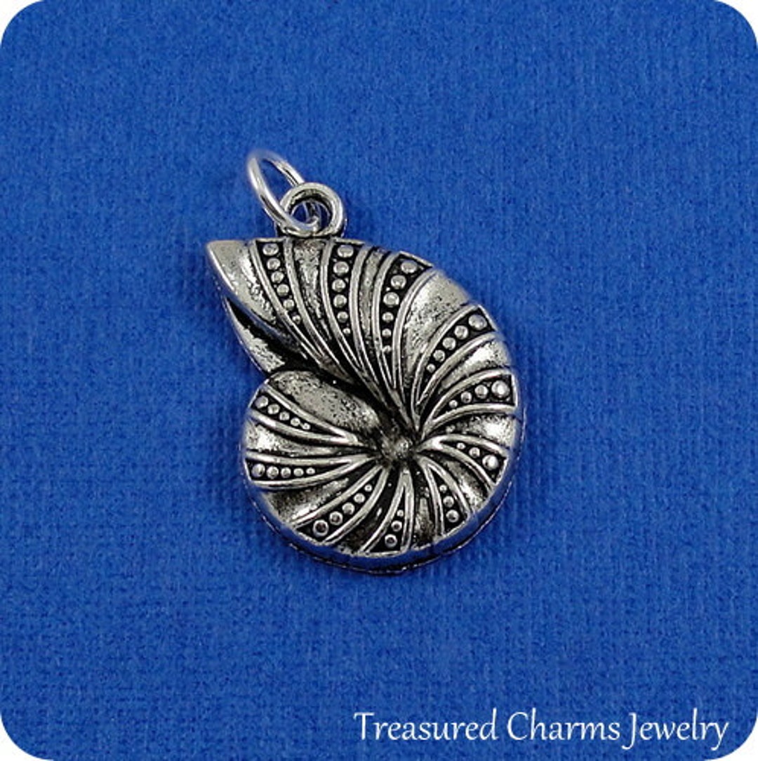 Nautilus Shell Charm - Silver Plated Sea Shell Charm for Necklace or ...