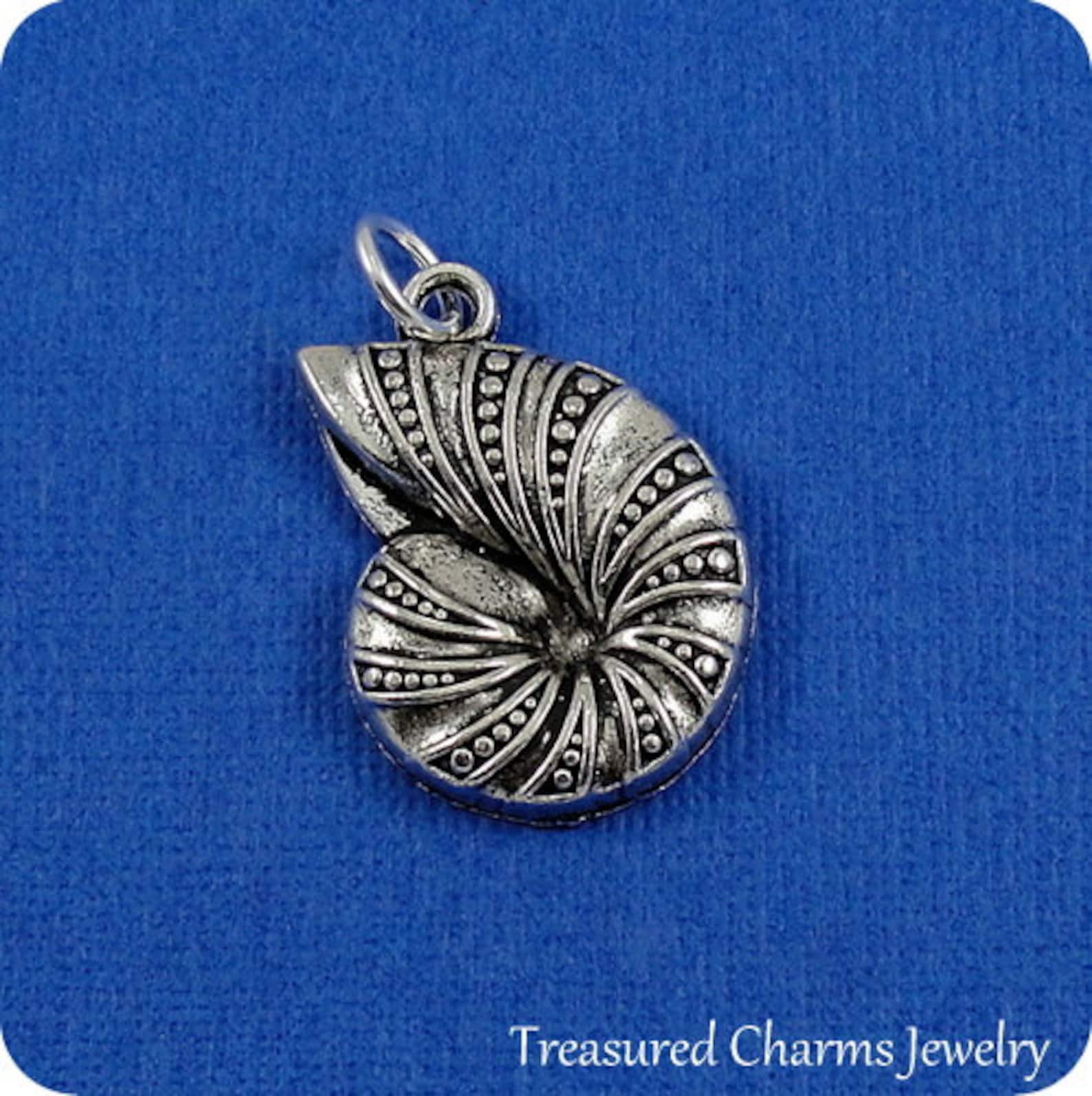 Nautilus Shell Charm Silver Plated Sea Shell Charm for - Etsy
